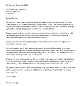 7 Contoh Surat Lamaran Kerja Part Time Berbagai Posisi, Catat!