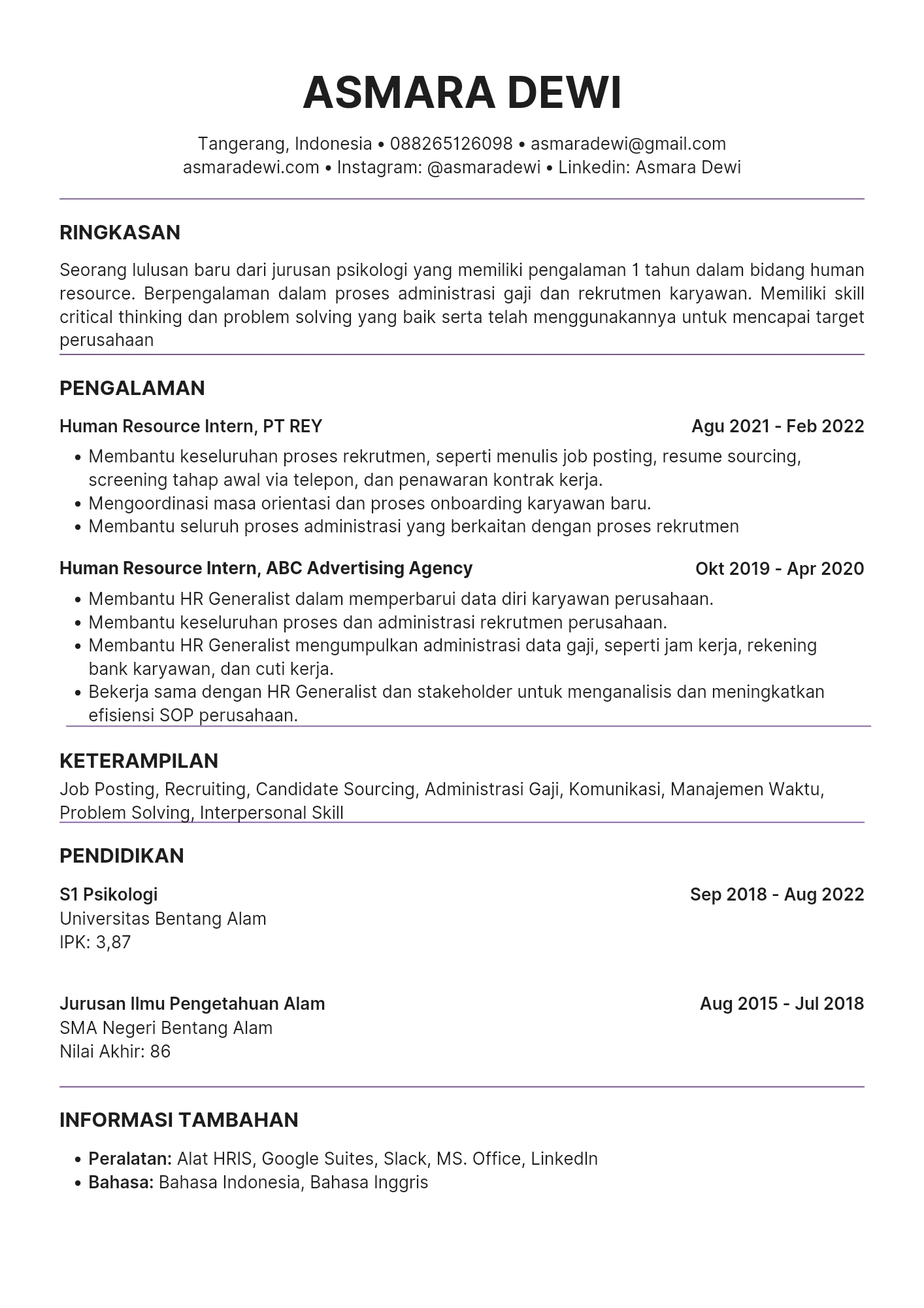 5 Contoh CV Psikologi dan Tips Membuatnya Lebih Menarik