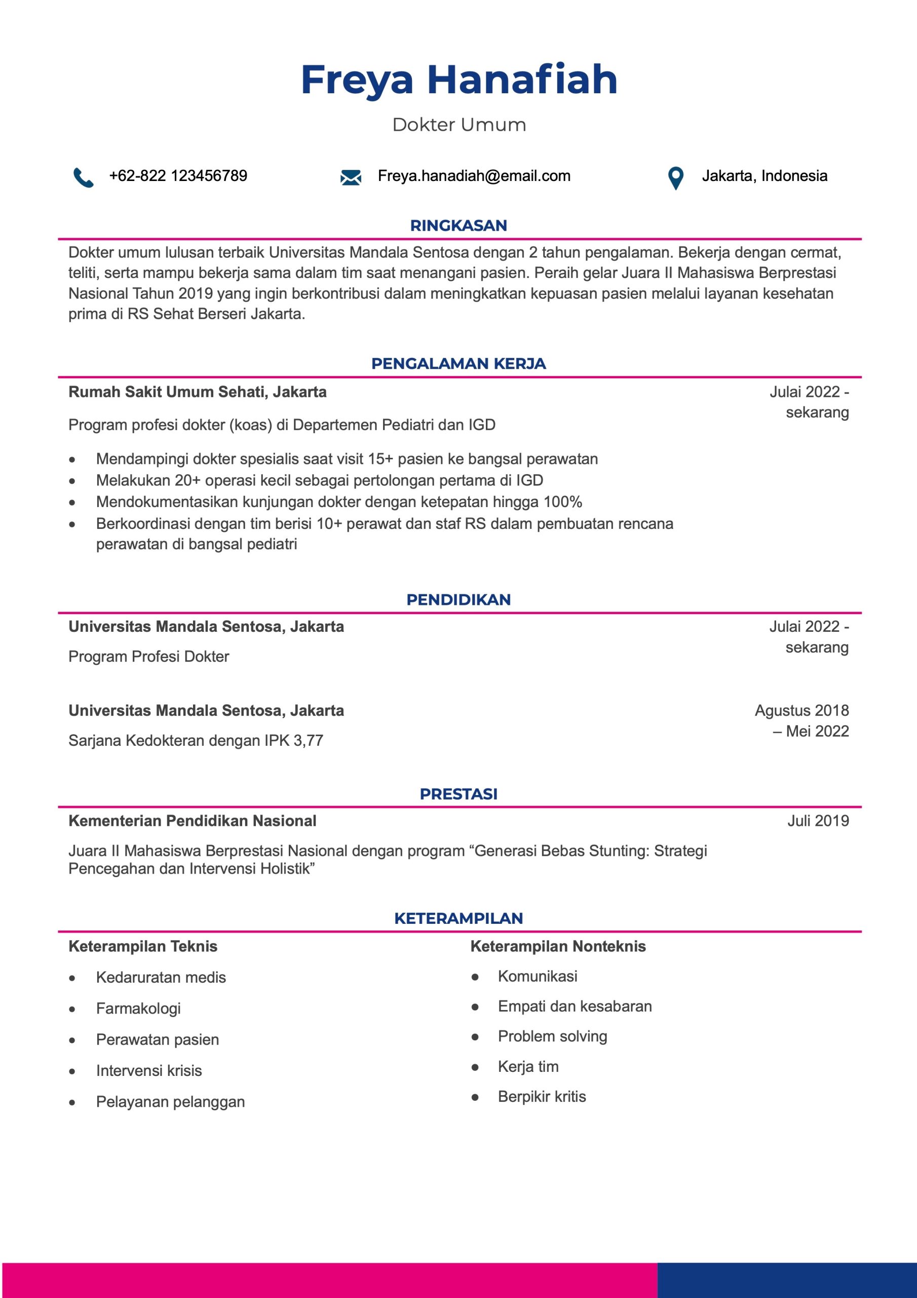 Contoh CV Dokter Umum, Spesialis dan Cara Penulisannya