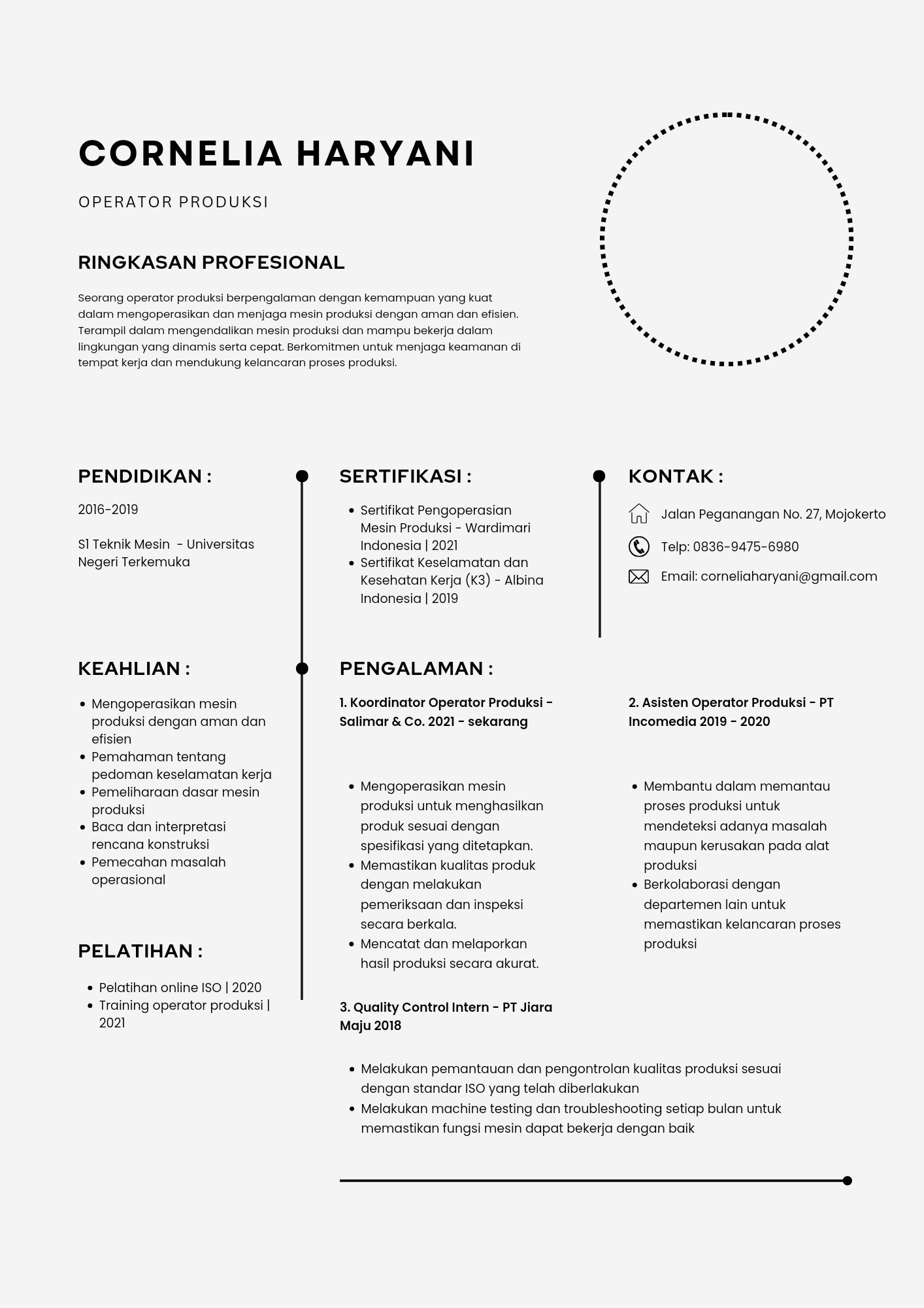 5 Contoh CV Operator Produksi dan Cara Membuatnya