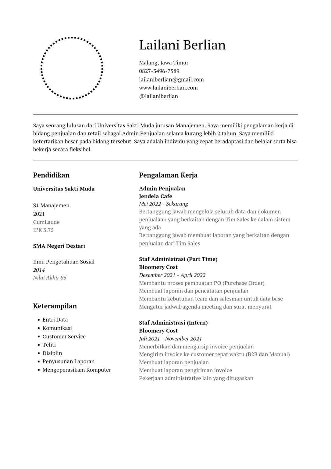 5 Contoh CV Crew Outlet dan Cara Membuatnya yang Menarik