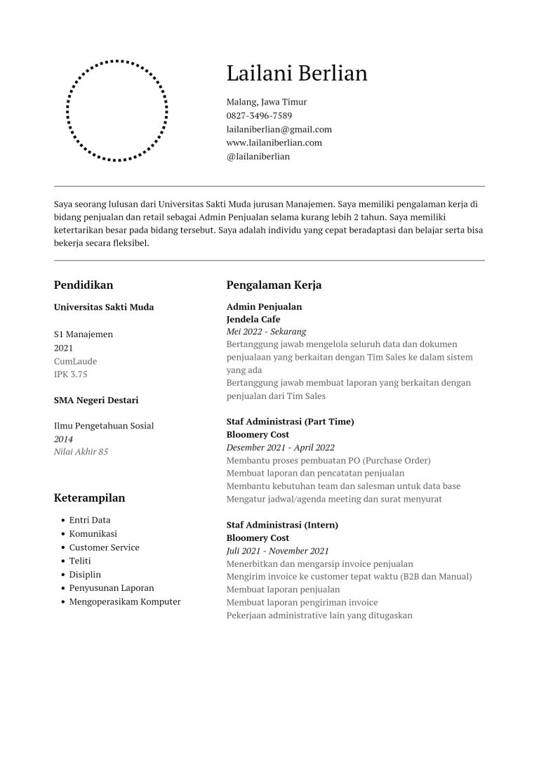 5 Contoh CV Crew Outlet dan Cara Membuatnya yang Menarik