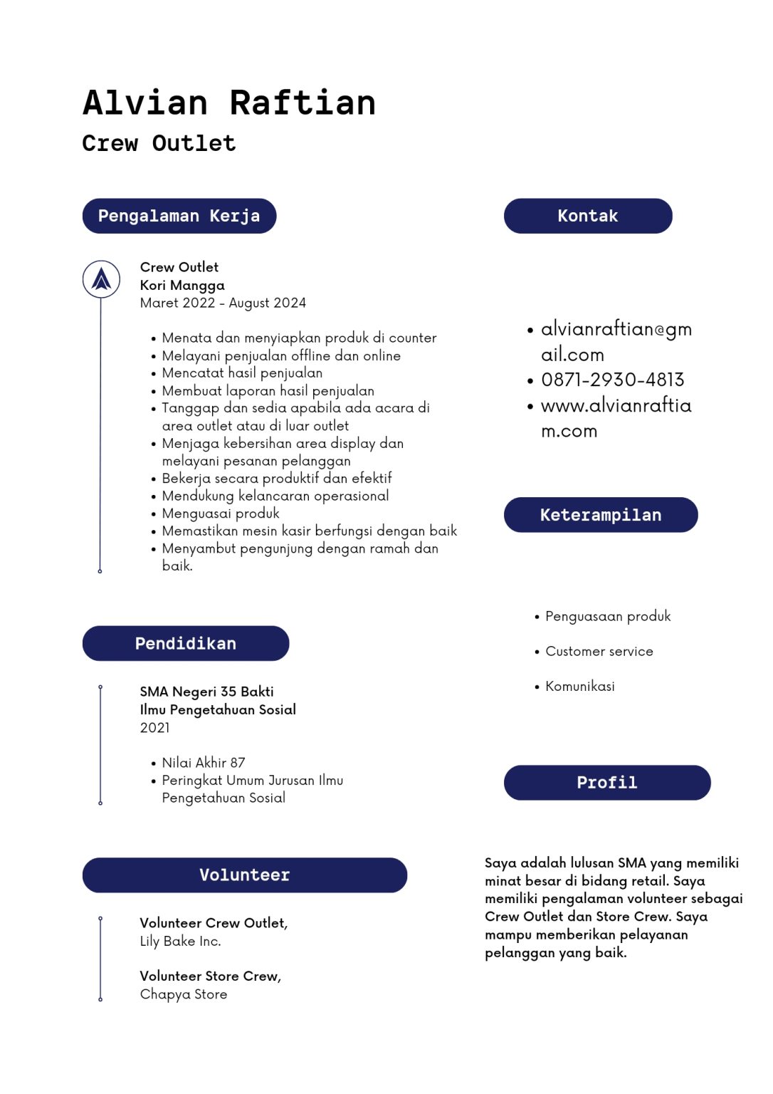 5 Contoh CV Crew Outlet dan Cara Membuatnya yang Menarik