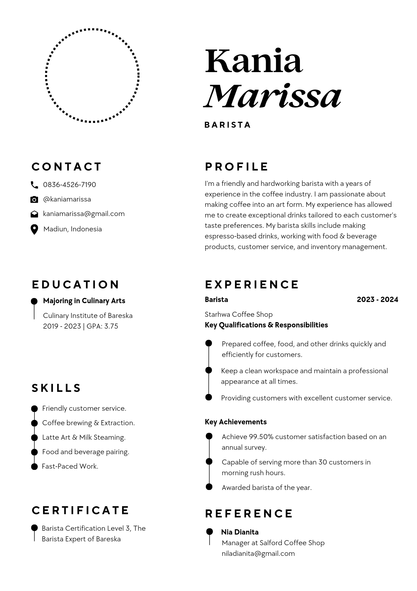 7 Contoh CV Barista dan Komponen di Dalamnya, Simak!