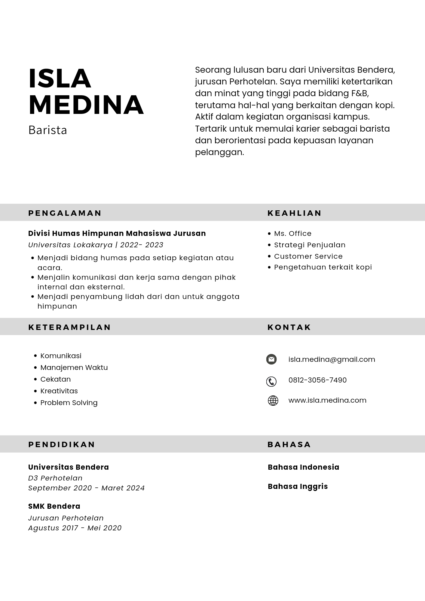 7 Contoh CV Barista dan Komponen di Dalamnya, Simak!