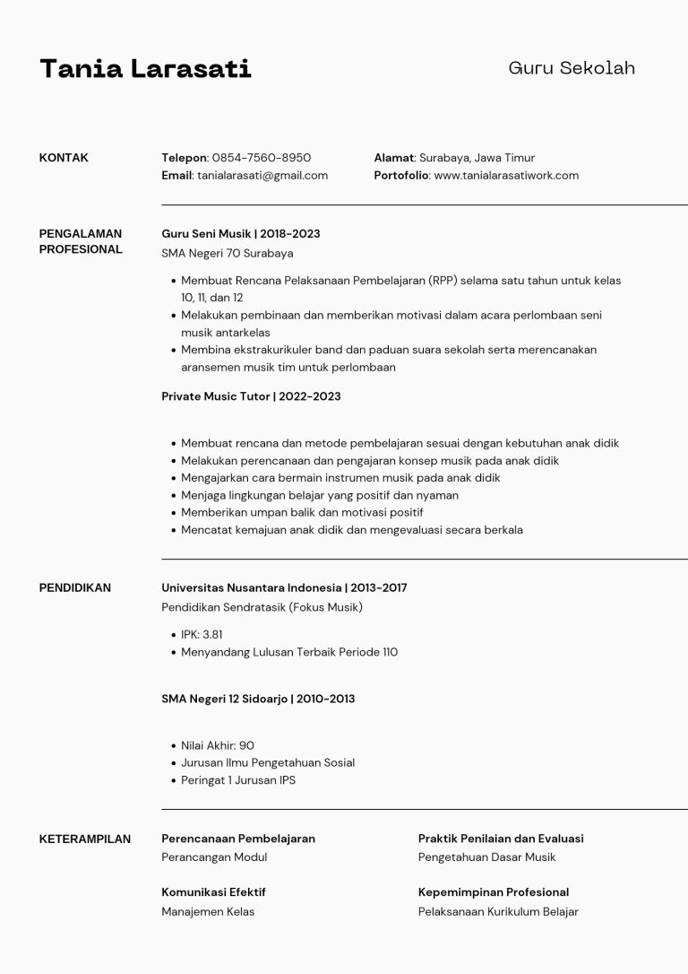 7 Contoh CV Guru yang Inspiratif dan Lengkap