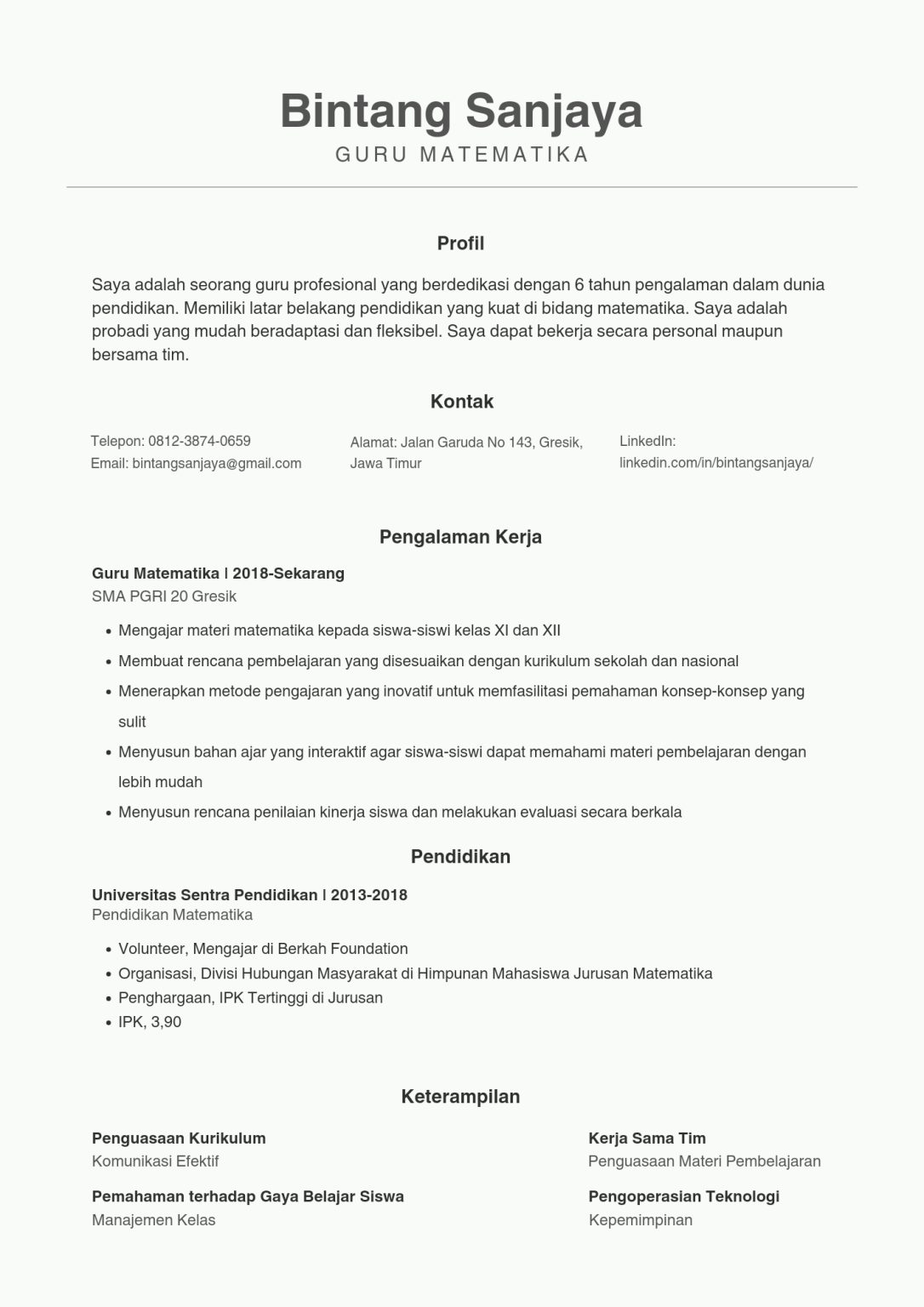 7 Contoh CV Guru yang Inspiratif dan Lengkap