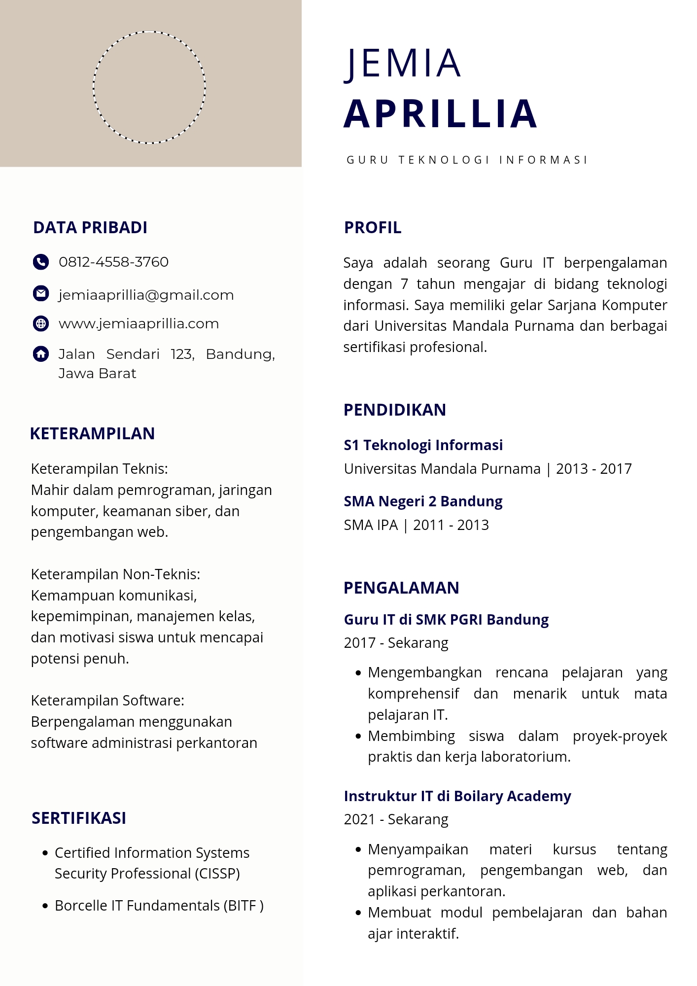 7 Contoh CV Guru yang Inspiratif dan Lengkap