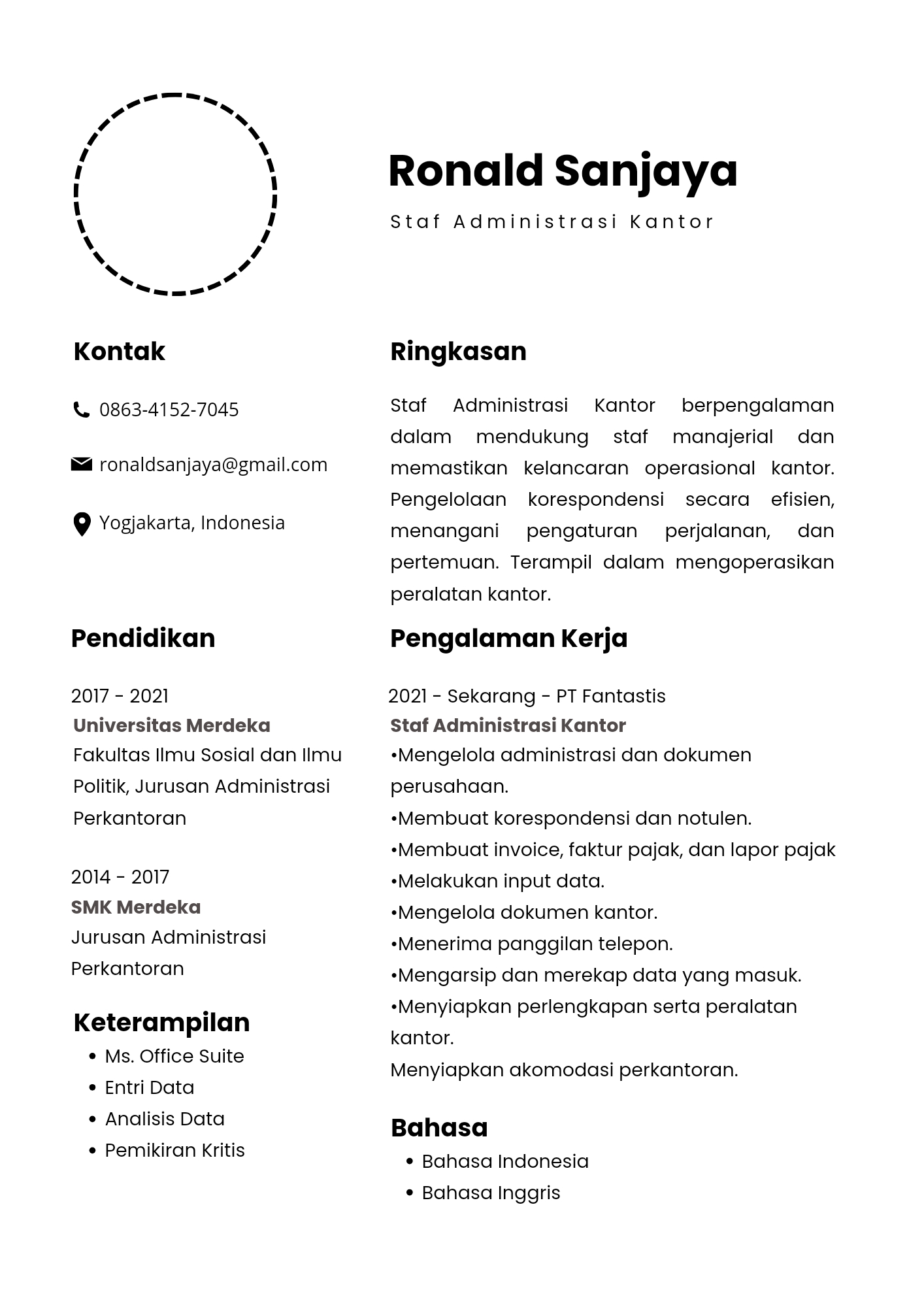 6 Contoh CV Staff Administrasi yang Menarik dan Informatif, Simak!